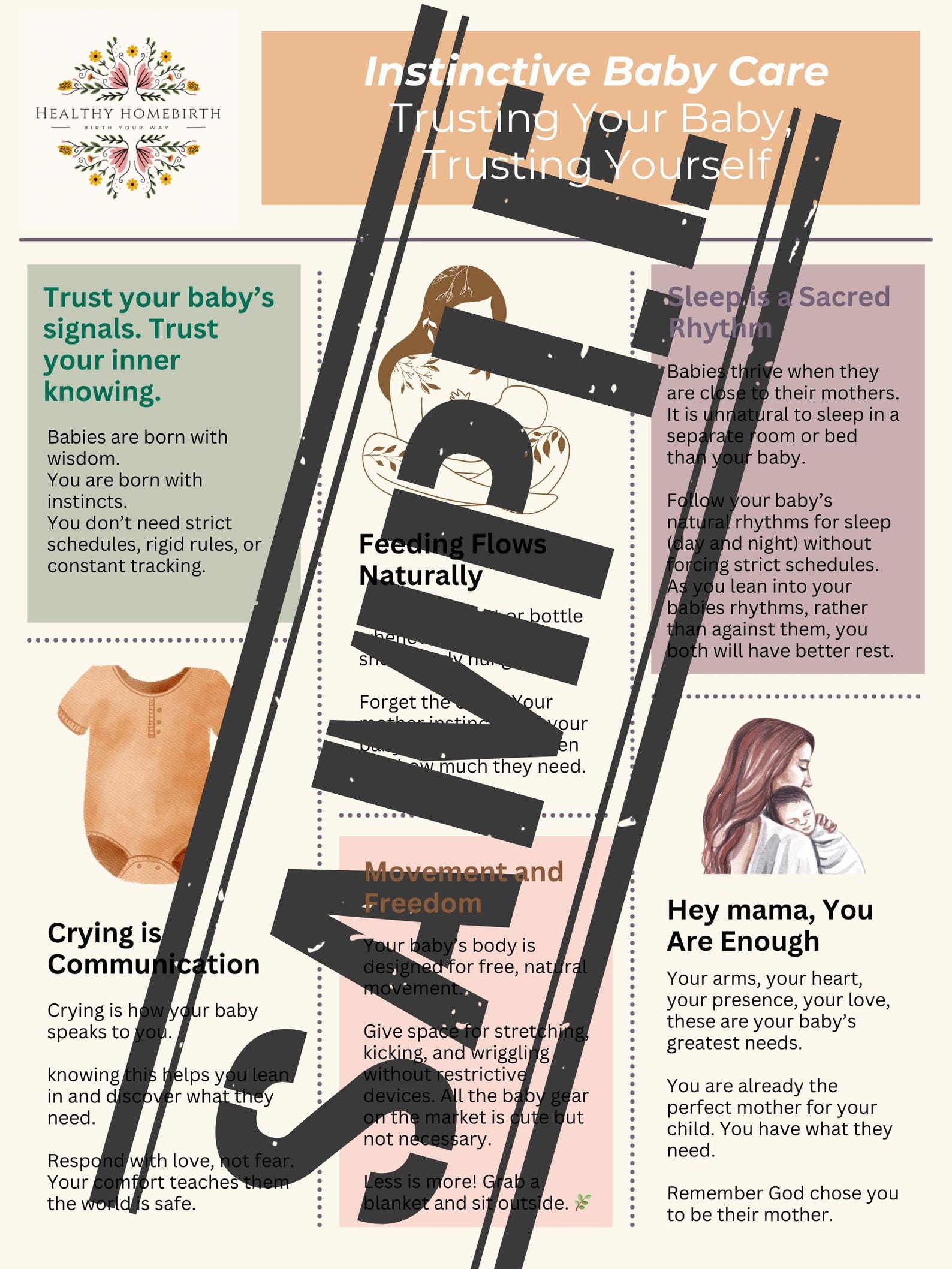 Instinctive Baby Care Cheat Sheet Printable | Natural Baby Care Guide ...