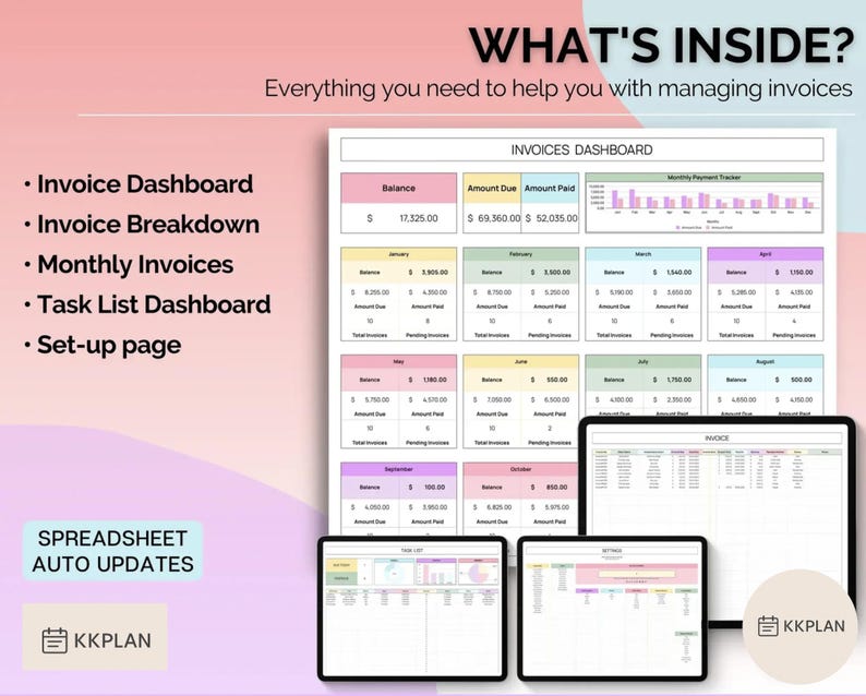 Task Tracker Excel Task Tracker Digital Inventory Tracker Spreadsheet Invoice Tracker Bill ...