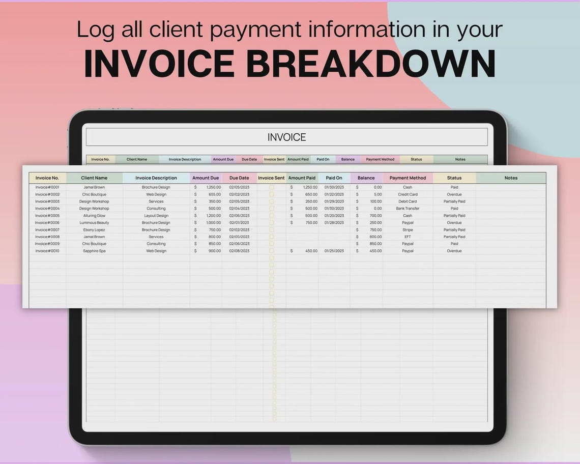 Task Tracker Excel Task Tracker Digital Inventory Tracker Spreadsheet Invoice Tracker Bill ...