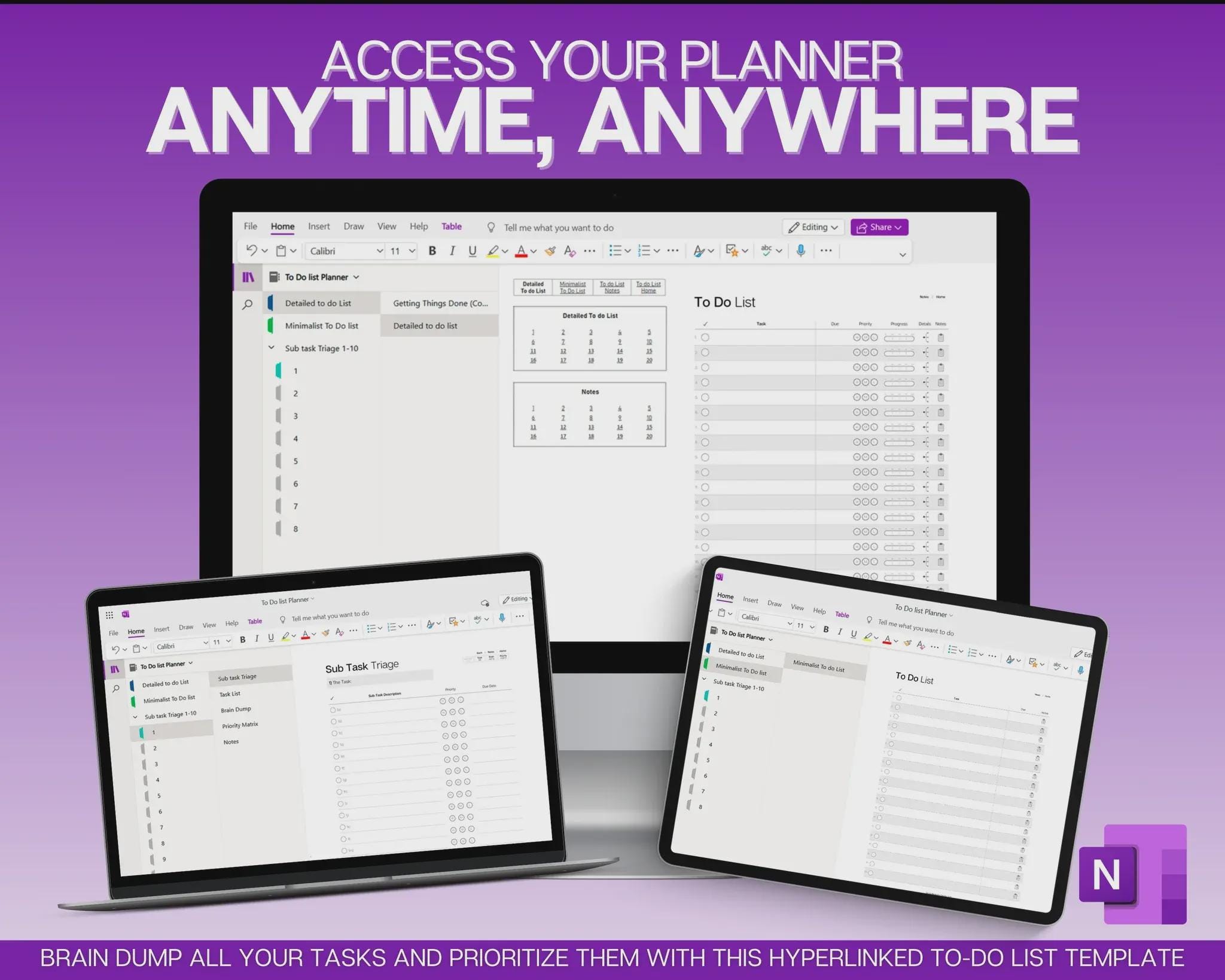 Onenote ADHD Onenote to Do List Onenote Todo List Onenote Task Tracker ...