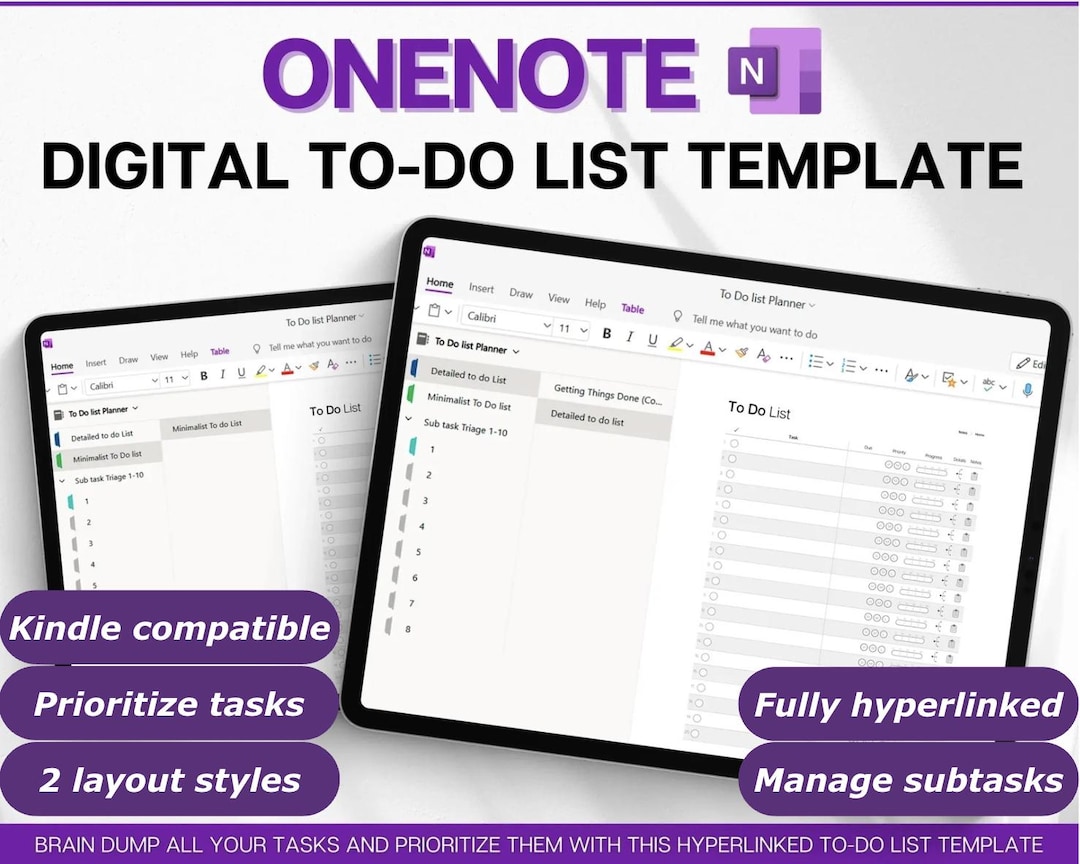 Onenote ADHD Onenote to Do List Onenote Todo List Onenote Task Tracker ...