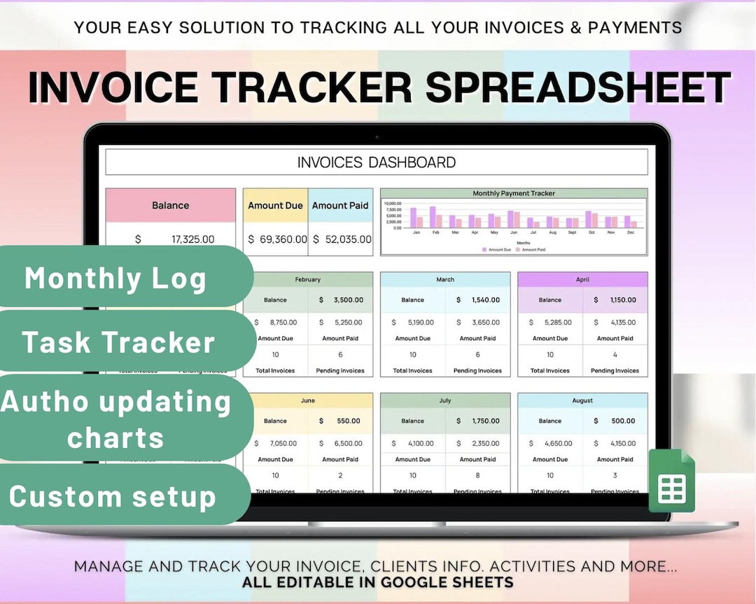 Task Tracker Excel Task Tracker Digital Inventory Tracker Spreadsheet Invoice Tracker Bill ...