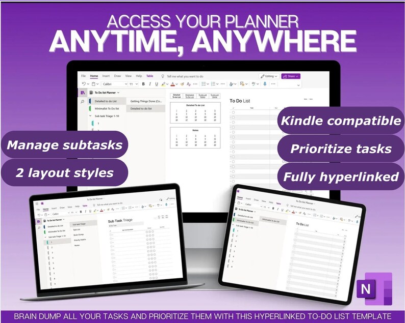 Onenote ADHD Onenote to Do List Onenote Todo List Onenote Task Tracker ...