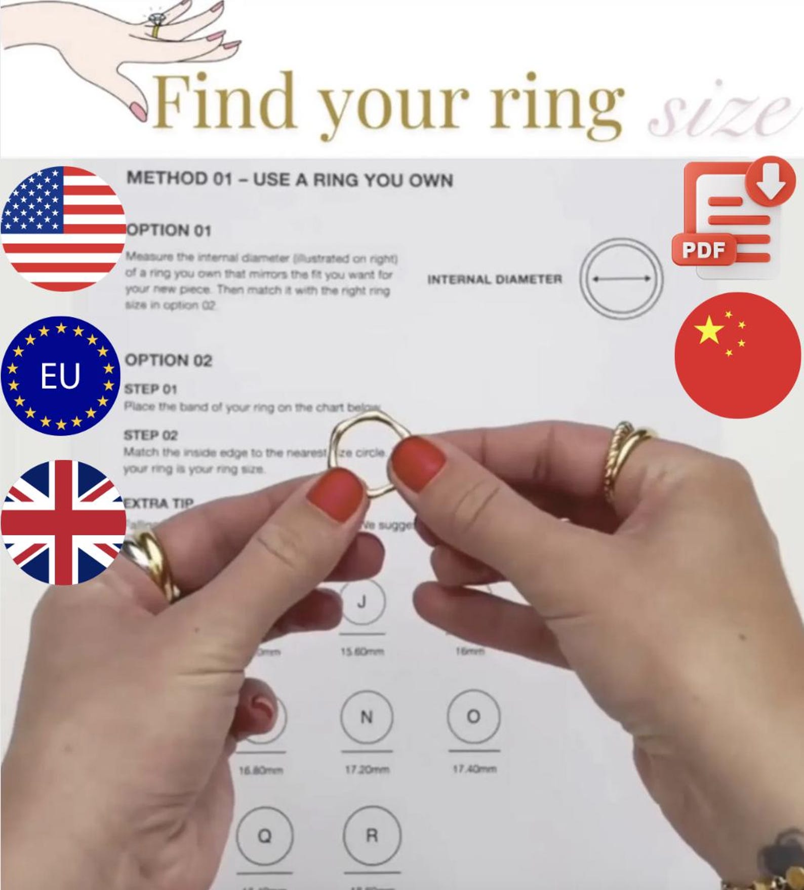 Printable Ring Sizer Chart Printable Ring Size Chart Ring Sizing Chart ...