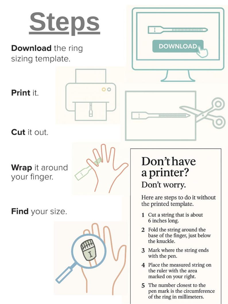 Ring Size Chart Ring Sizer Printable Ring Sizer Ring Sizing Guide Ring ...