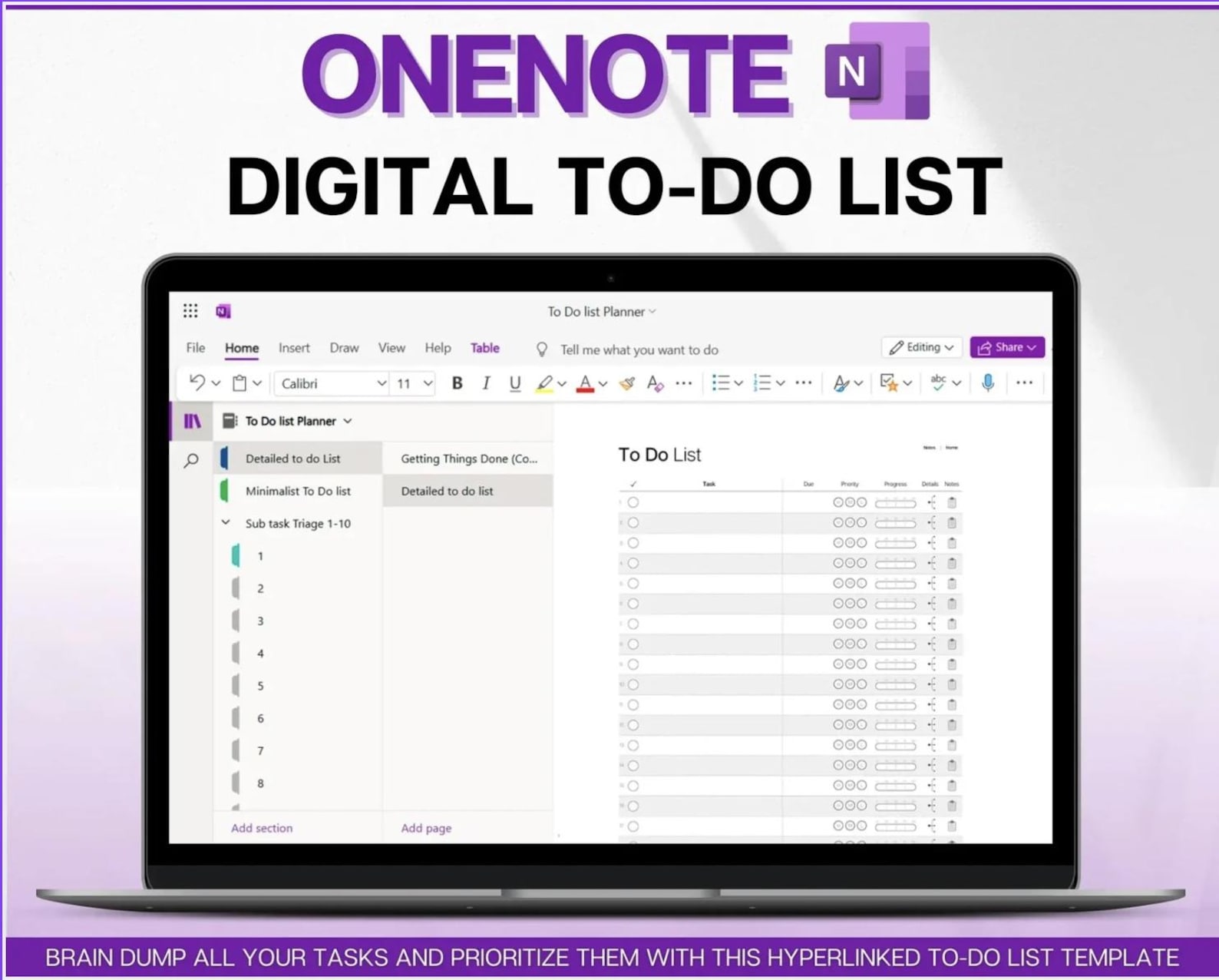 Onenote ADHD Onenote to Do List Onenote Todo List Onenote Task Tracker ...