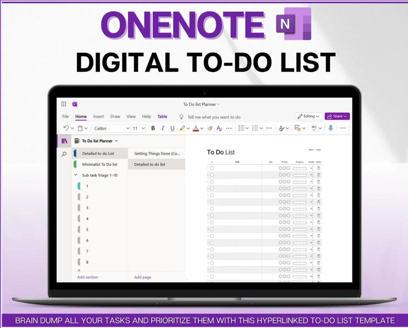Onenote ADHD Onenote to Do List Onenote Todo List Onenote Task Tracker ...