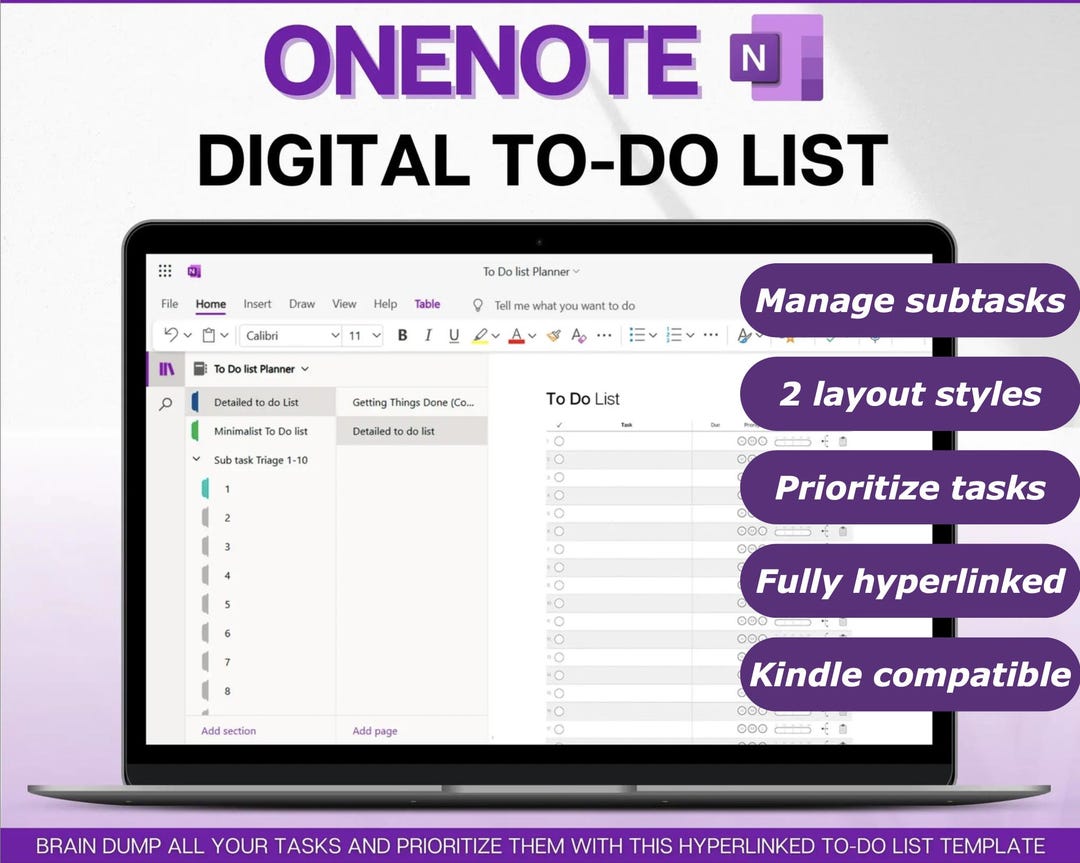 Onenote ADHD Onenote to Do List Onenote Todo List Onenote Task Tracker ...