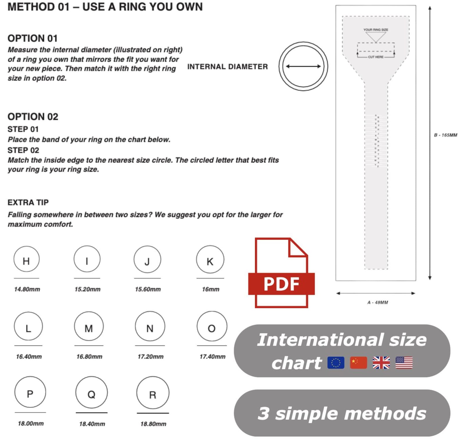 Ring Size Chart Ring Sizer Printable Ring Sizer Ring Sizing Guide Ring ...