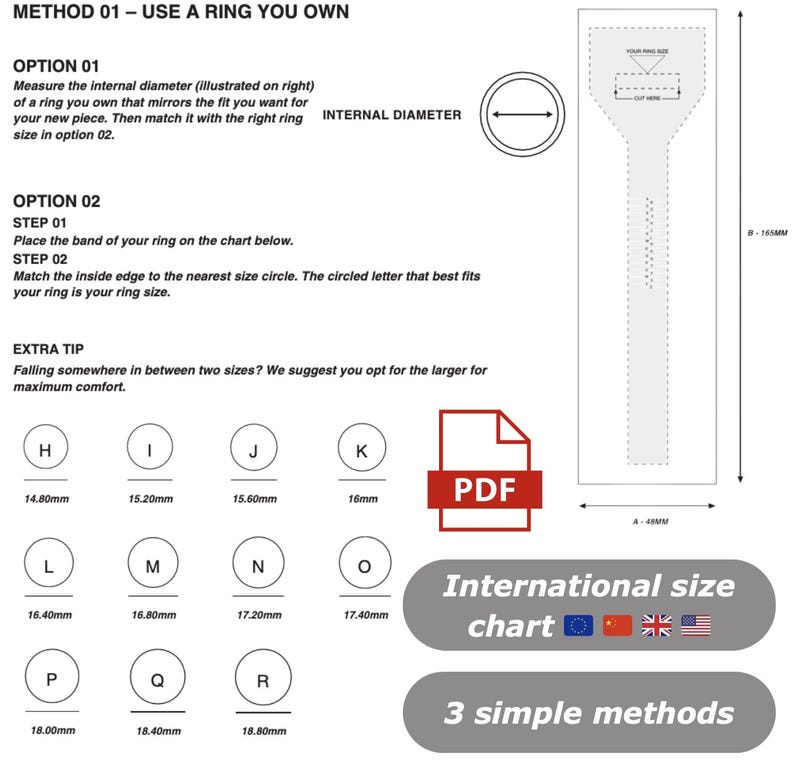 Ring Size Chart Ring Sizer Printable Ring Sizer Ring Sizing Guide Ring ...