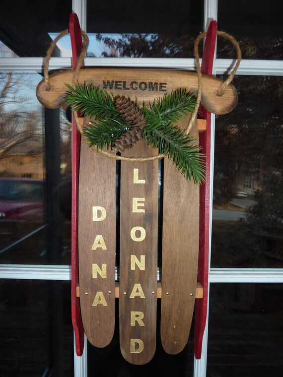 Items similar to Decorative Wooden Sled - Family Names - small on Etsy