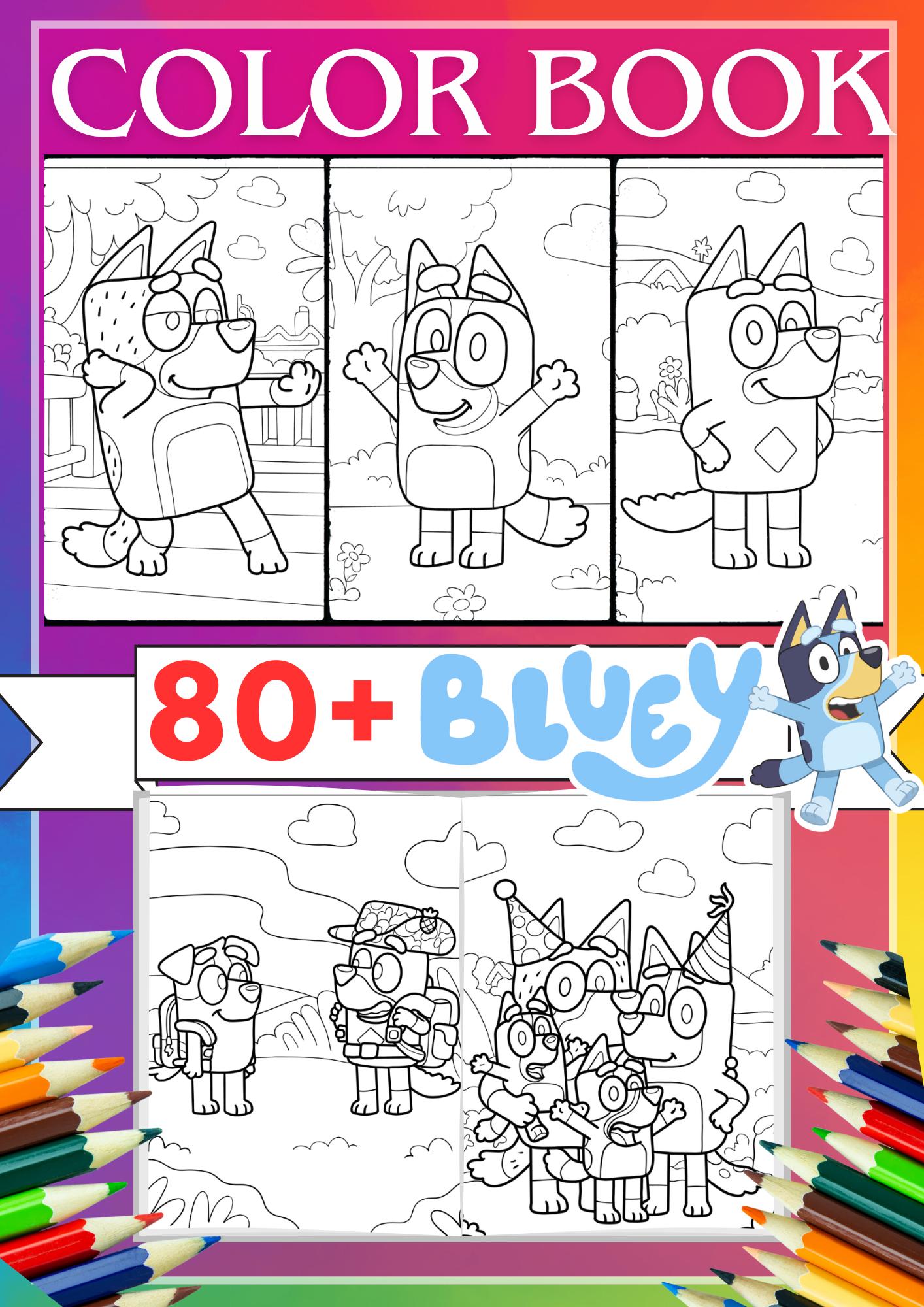 Bluey Coloring Book 80+ Printable Bluey Activity Book for Kids Fun Art ...
