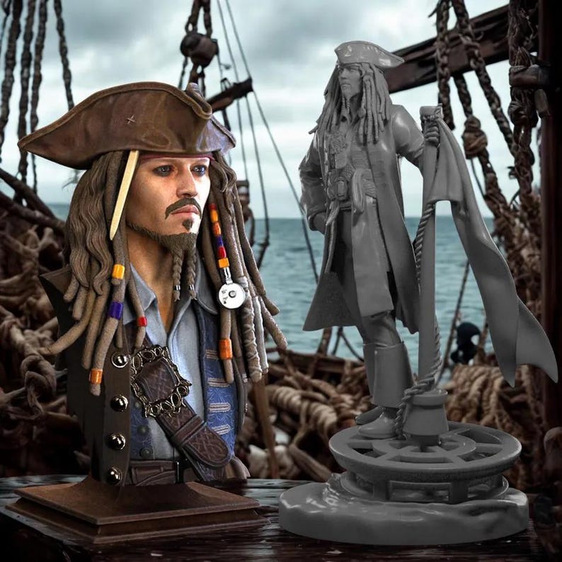 Jack Sparrow STL | Pirate Captain 3D Printable Model | Legendary Pirate ...