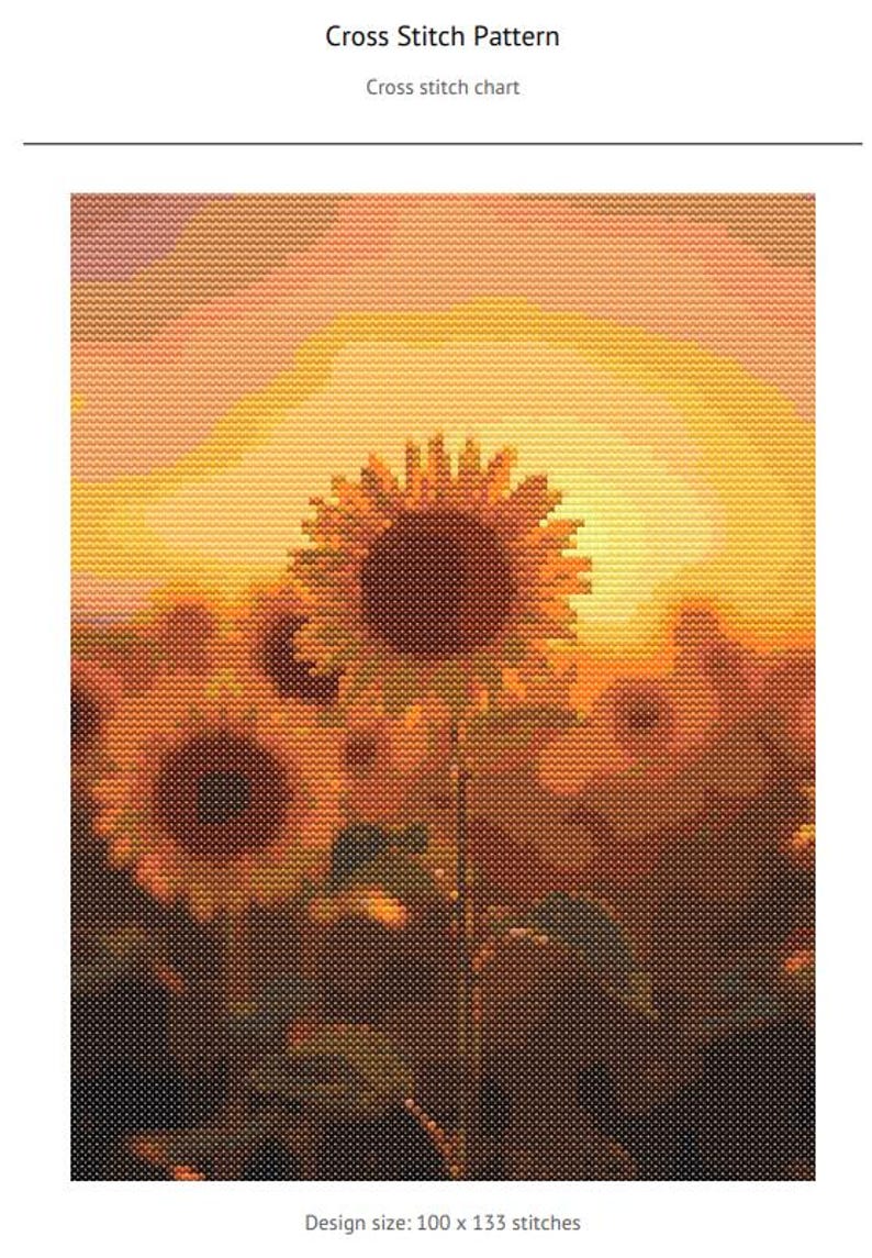 Sunflower Sunset Cross Stitch Pattern - Etsy