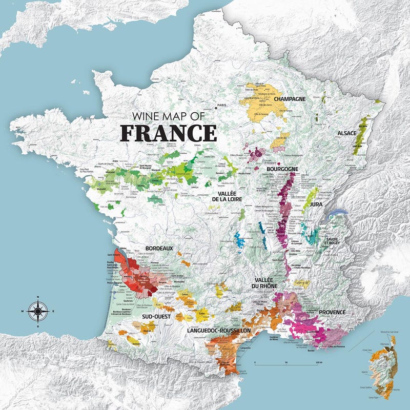 French Wine Map - Etsy