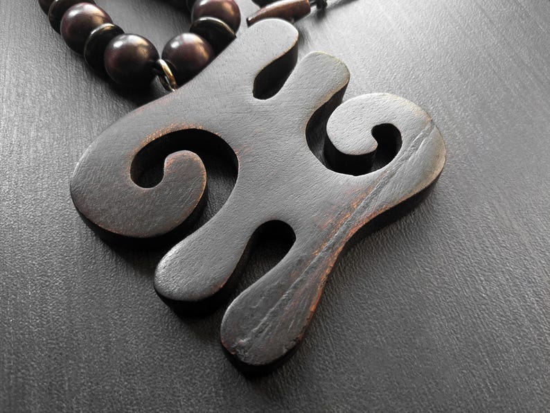 African Tribal Adinkra Symbol Pendant Necklace: Gyawu Atiko Wood Symbol ...