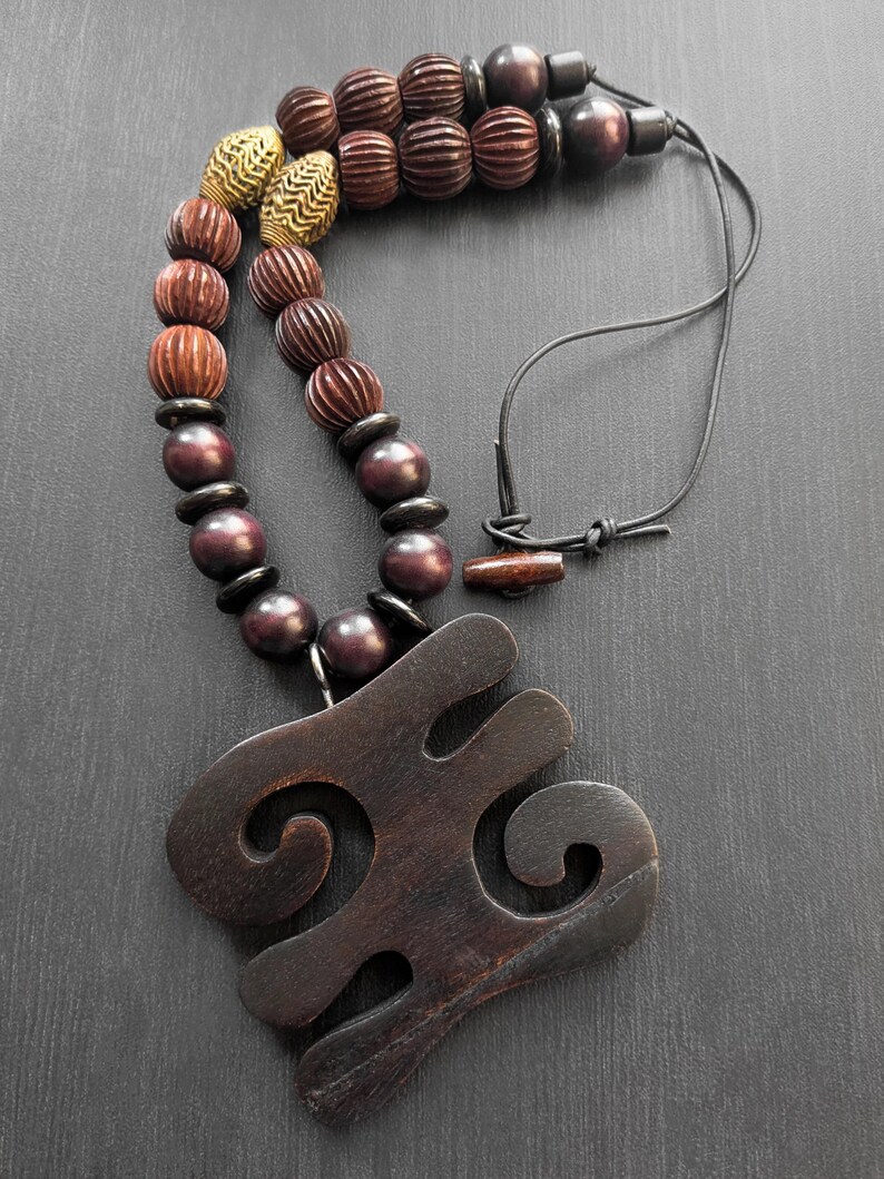 African Tribal Adinkra Symbol Pendant Necklace: Gyawu Atiko Wood Symbol ...