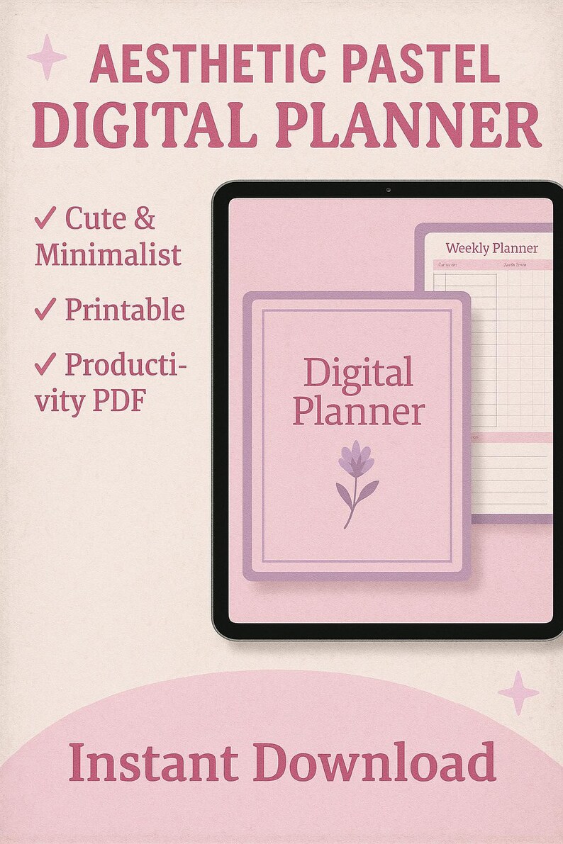Aesthetic Pastel Digital Planner | Cute Minimalist Printable ...
