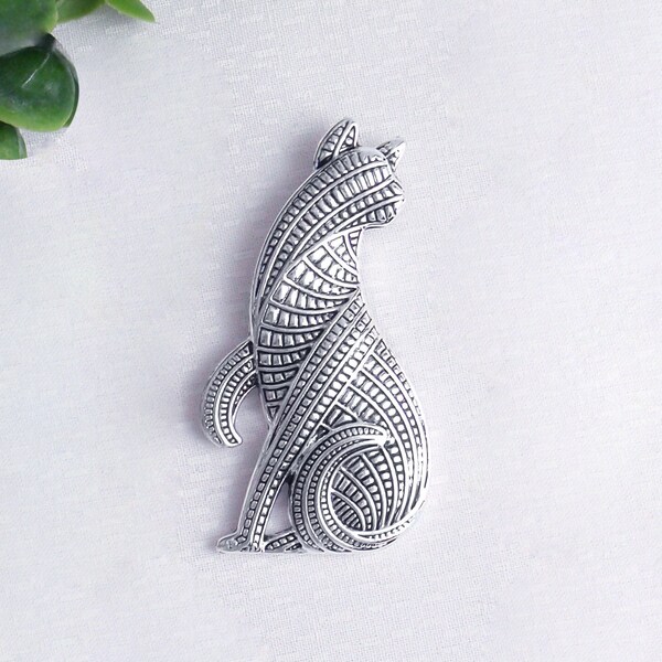 Sterling Cat Pin - Etsy