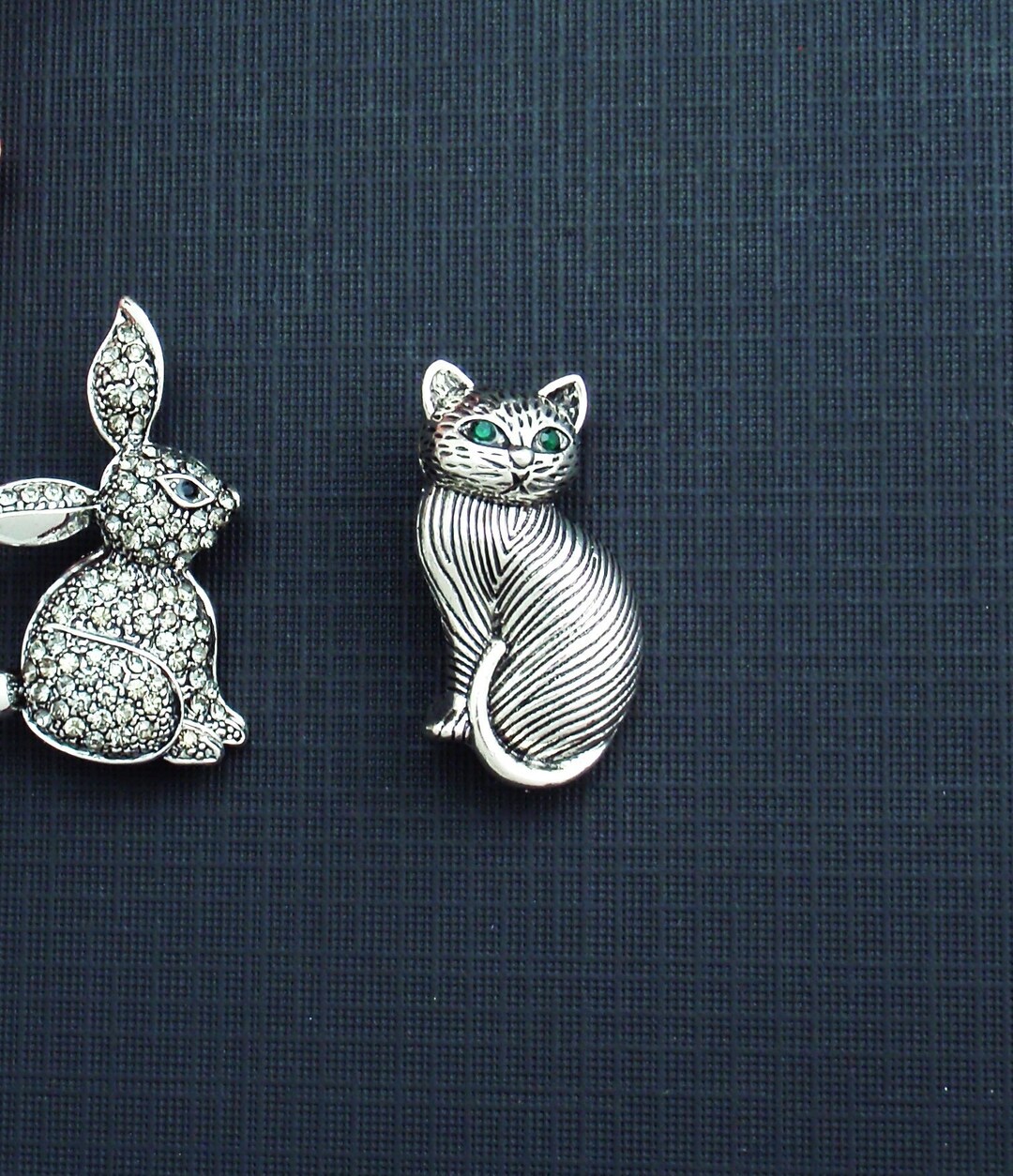 Vintage Style Cat or Rabbit Brooch. Silver Rabbit Brooch. Silver Cat ...