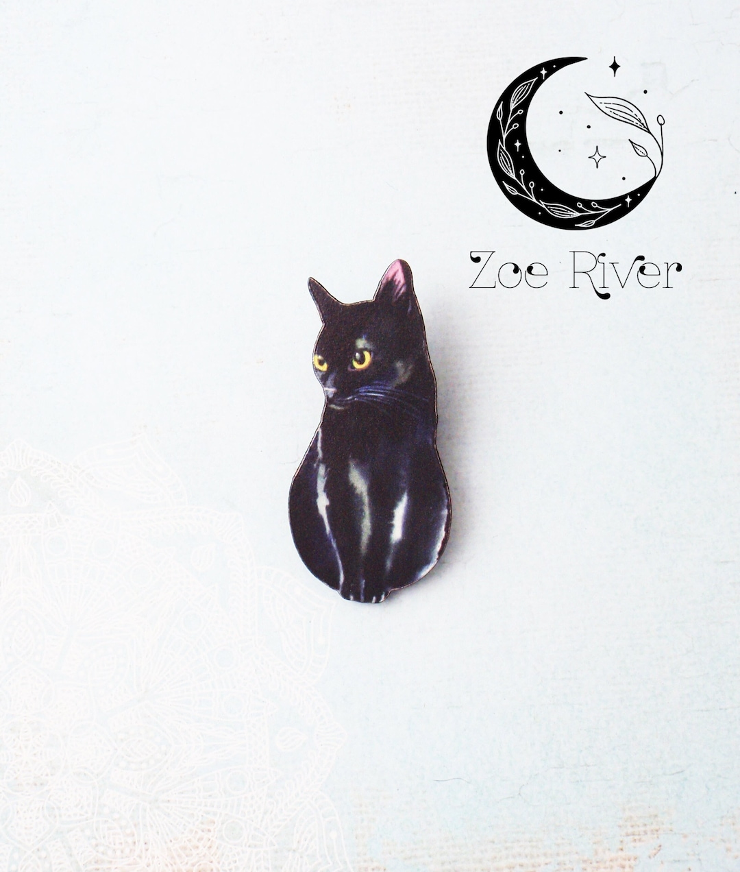 Black Cat Brooch. Laser Cut Wooden Brooch. Black Cat Pin. Cat - Etsy