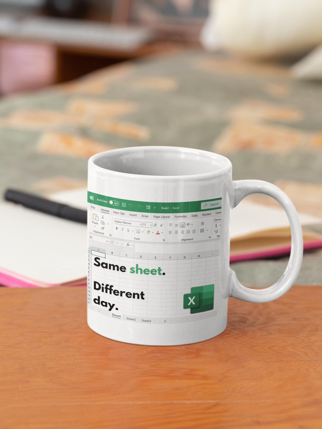 Funny Excel Mug – "same Sheet Different Day" – Office Humor Coffee Cup ...