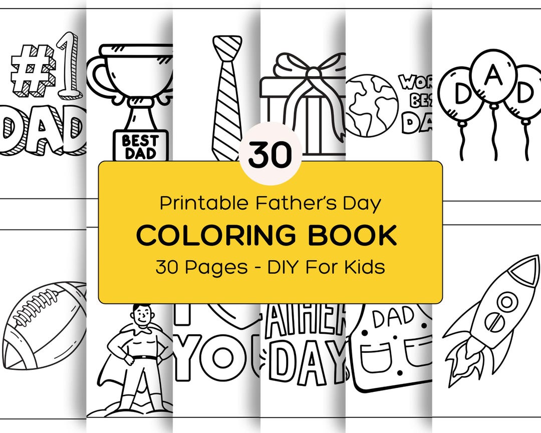 Father's Day Coloring Pages for Kids: DIY Gift (printable Download, 30 ...