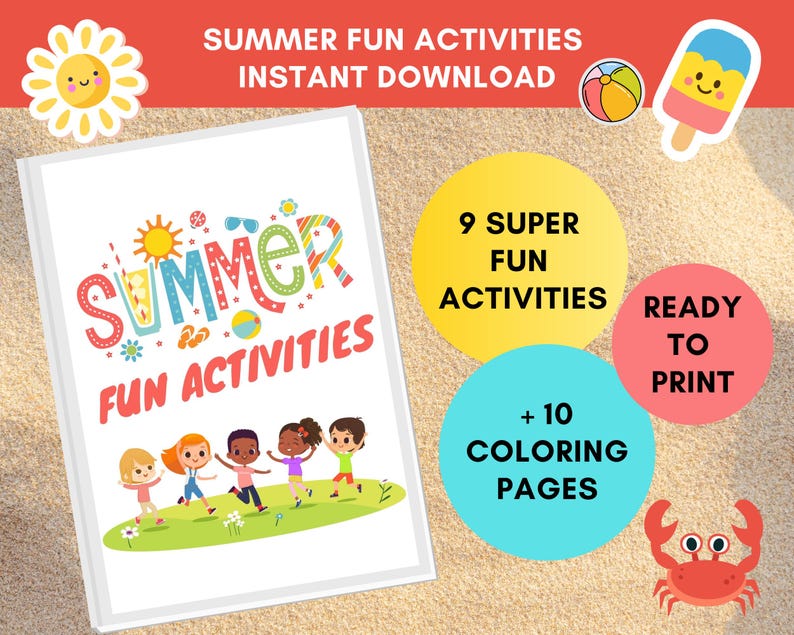 Summer Activity Book: Printable Kids Games & Coloring Pages (PDF ...