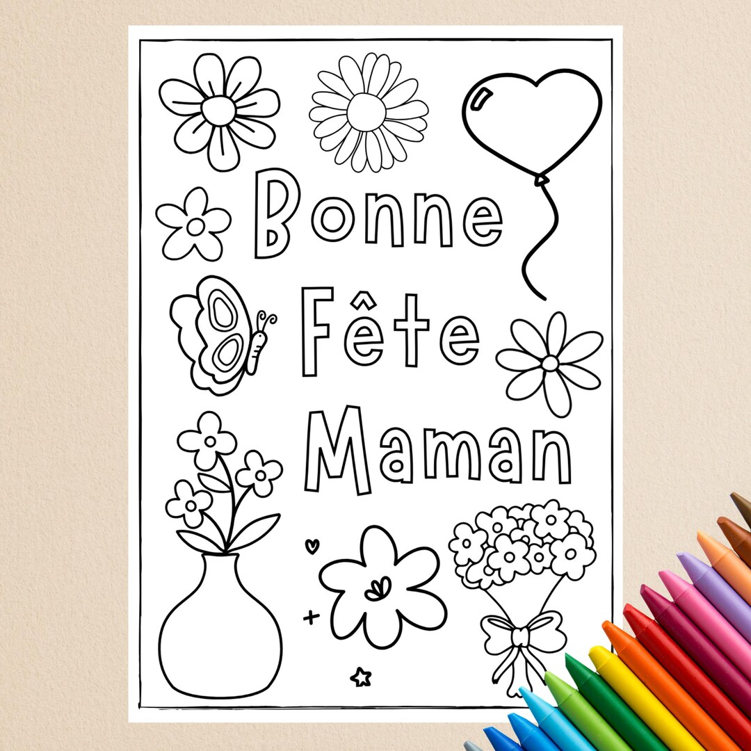 Bonne Fête Maman Carte Je T'aime French Card for Mothers Day Printable ...