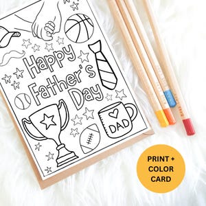 Printable Coloring Happy Father's Day Card Foldable Fathers Day Card ...