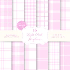 Pink and White Plaid Digital Paper Light Pink Background Junk Journal ...