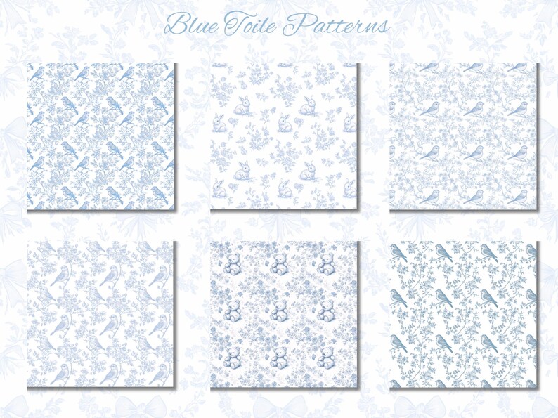 Blue Toile Seamless Pattern Blue Toile Background Nursery Pattern - Etsy