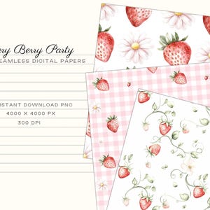 Watercolor Strawberry Digital Seamless Patterns Berry Pattern Baby ...