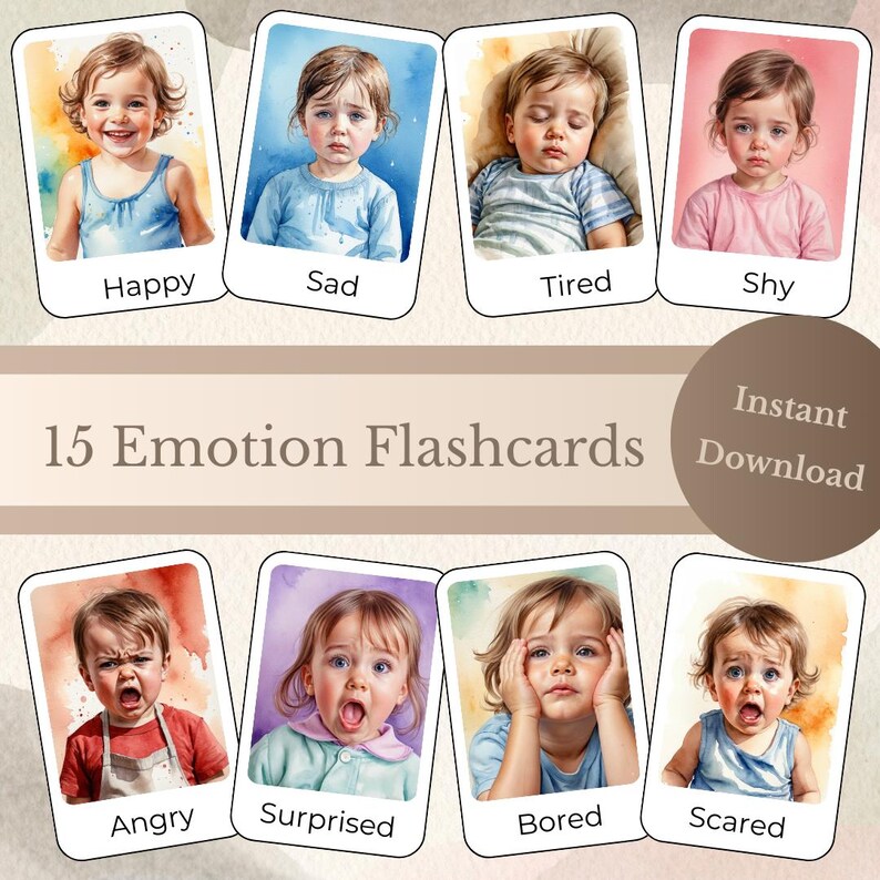 Emotion Flashcards for Kids – Feelings Learning, Homeschool (digital ...
