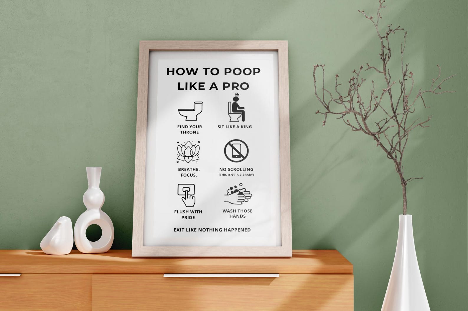 Funny Bathroom Wall Art, Toilet Humor Printable, How to Poop Like a Pro ...
