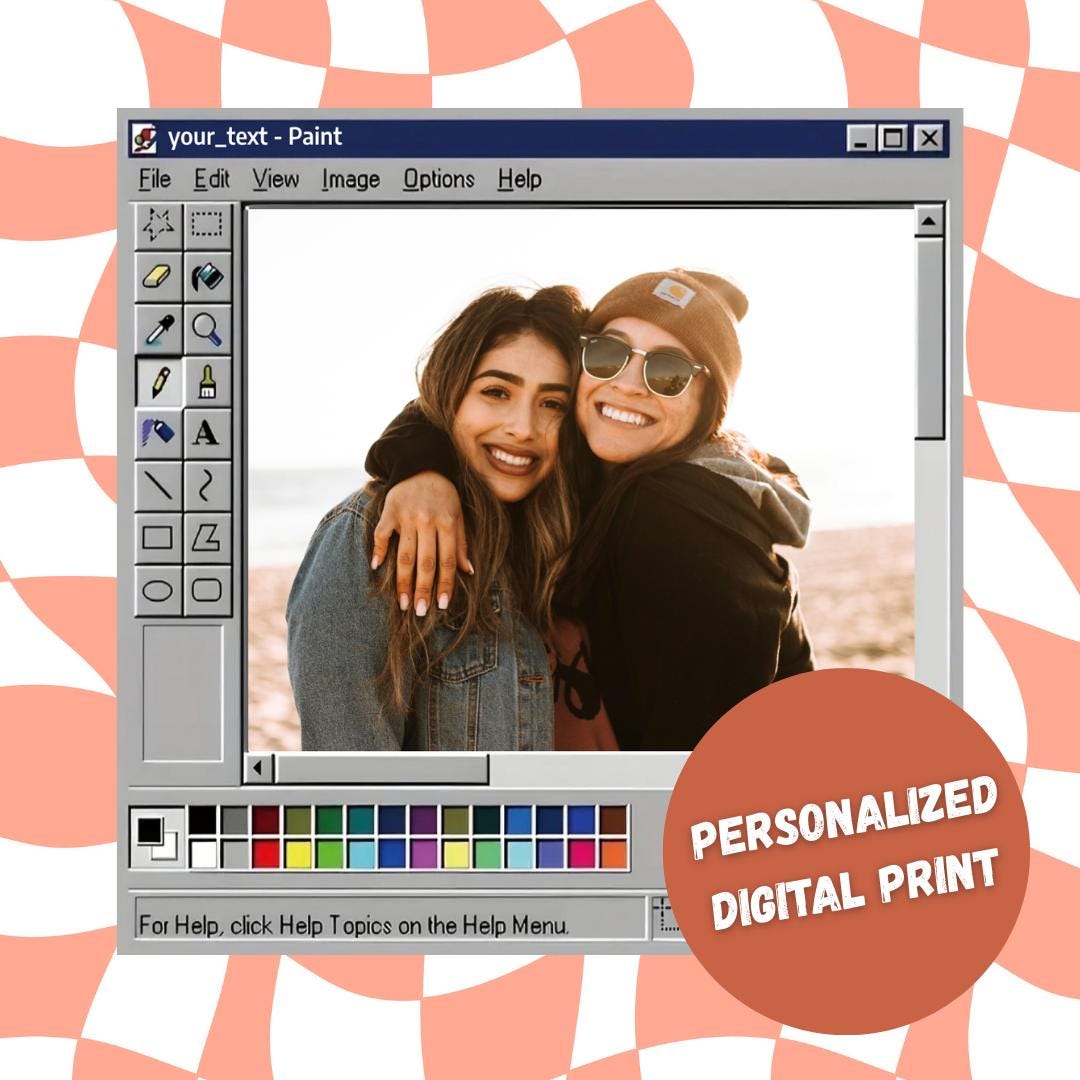 Custom Windows MS Paint Style Portrait - Retro 90s Gift for Friend or ...