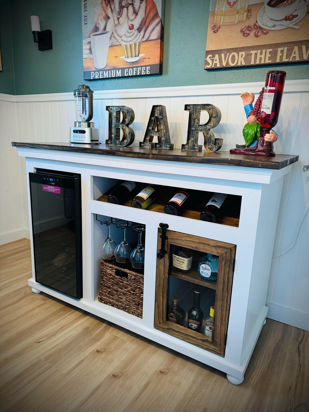 Customizable Wine Bar With Wine Fridge (free Shipping) - Etsy