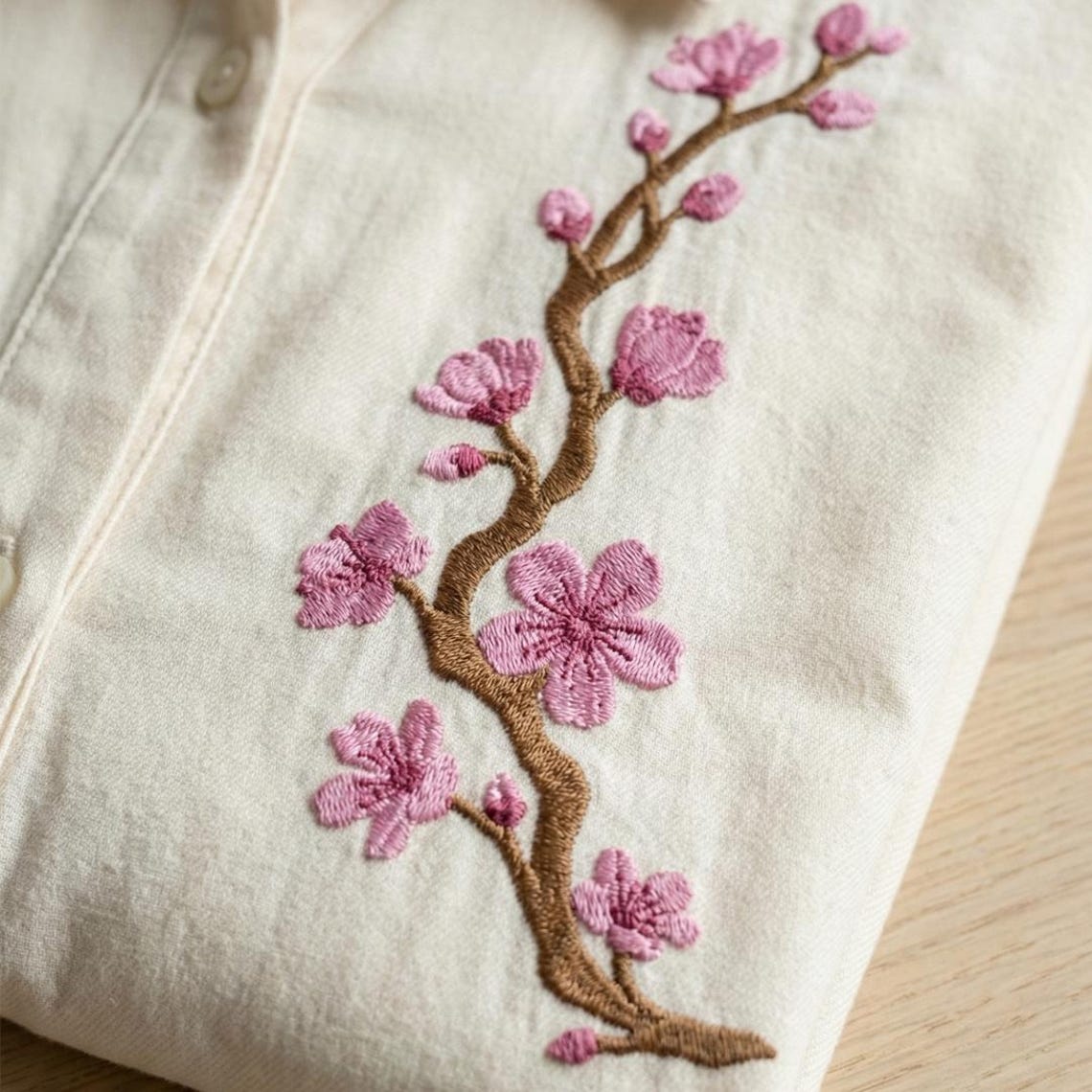 Japanese Sakura Branch Embroidery Design | Zen Minimalist Floral Line ...