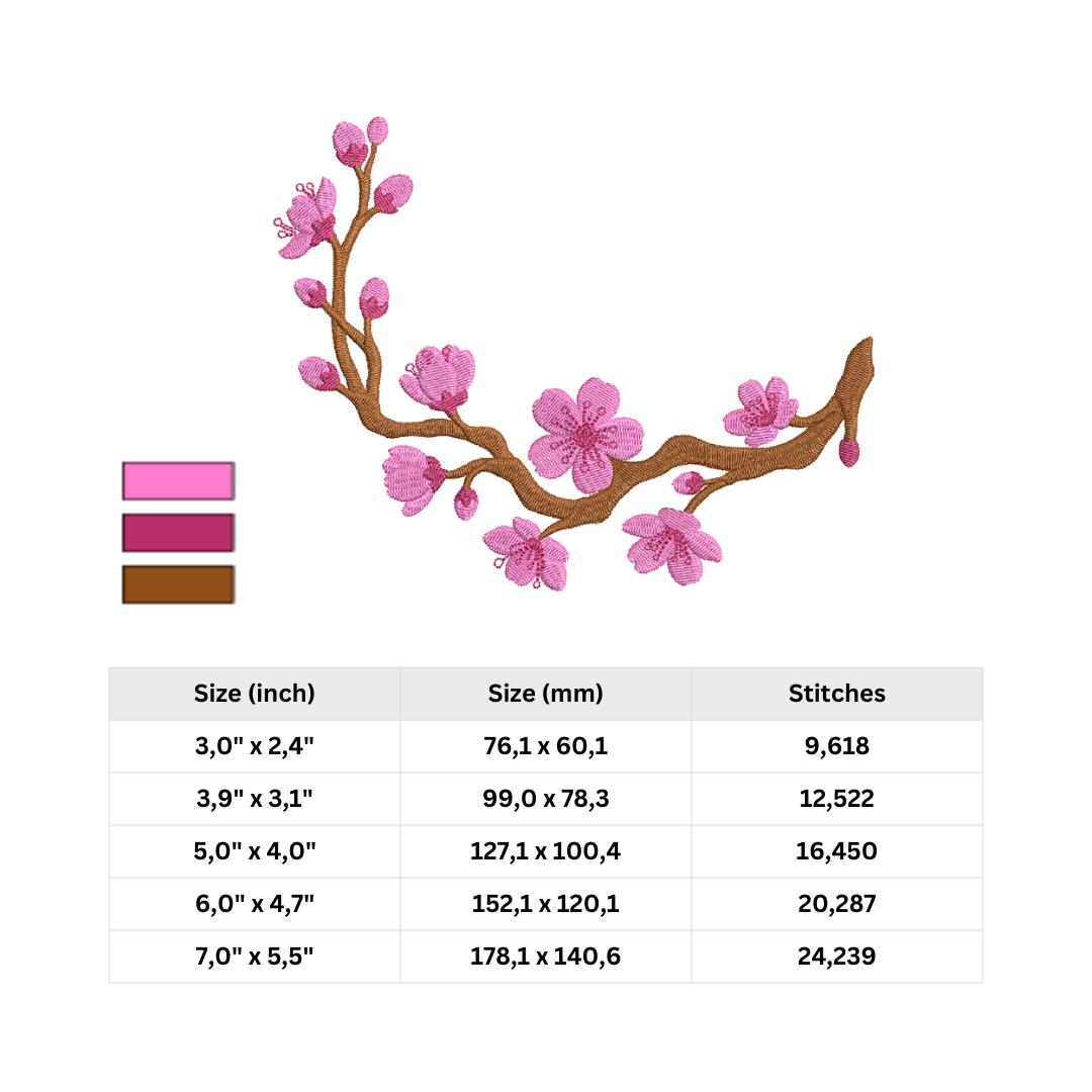 Japanese Sakura Branch Embroidery Design | Zen Minimalist Floral Line ...