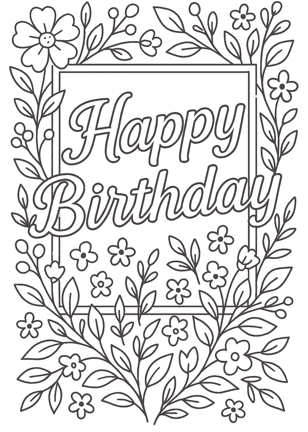 5"x7" Birthday Coloring Cards, 7 Printable Birthday Cards, PDF ...