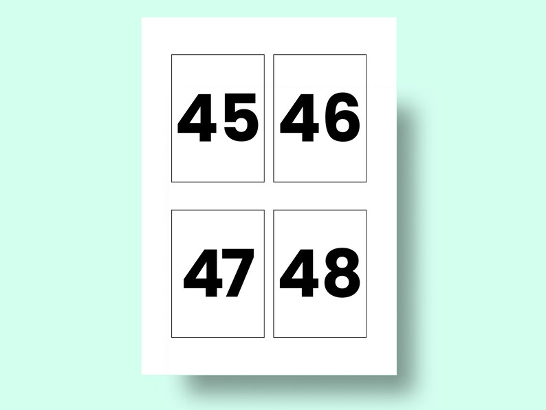Printable Number Flashcards 1-50, Kids Math Cards, A4 & US Letter PDF ...