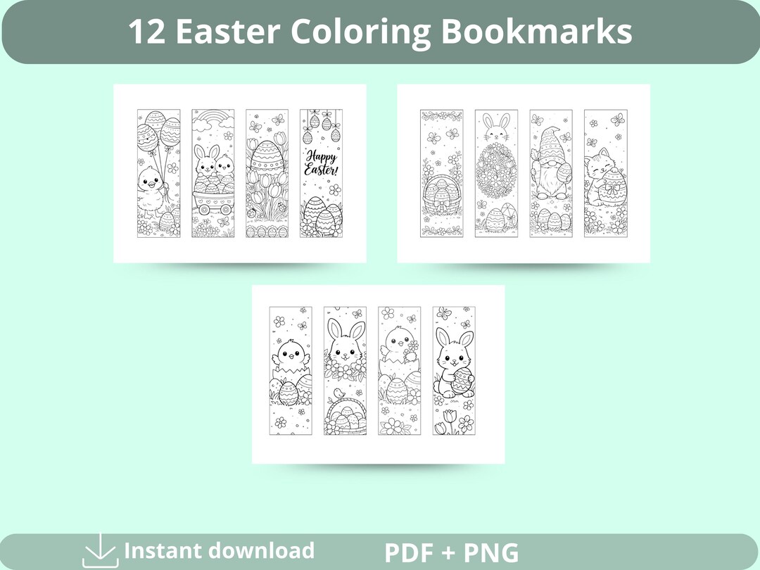 Easter Coloring Bookmarks Printable, Kids Easter Coloring Activity ...