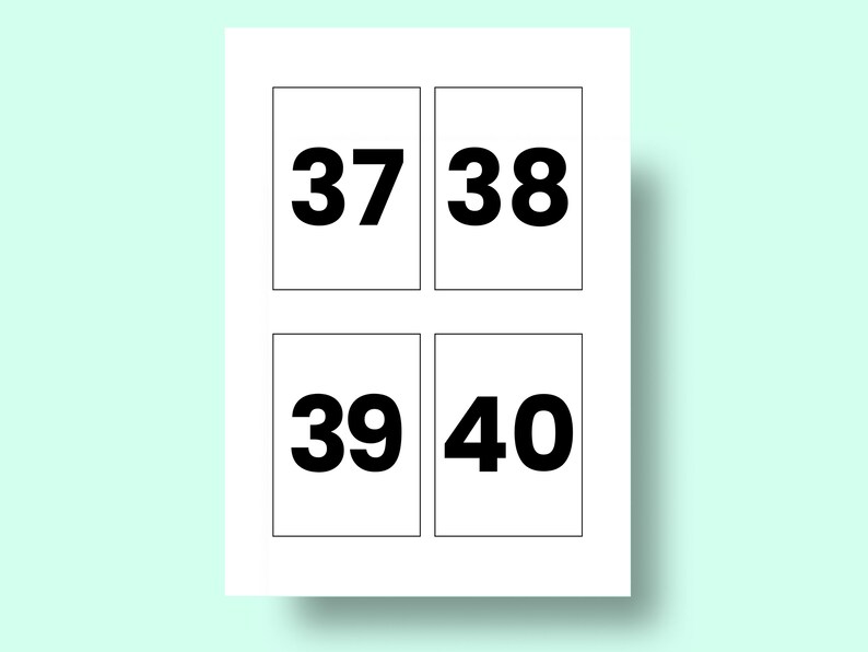 Printable Number Flashcards 1-50, Kids Math Cards, A4 & US Letter PDF ...