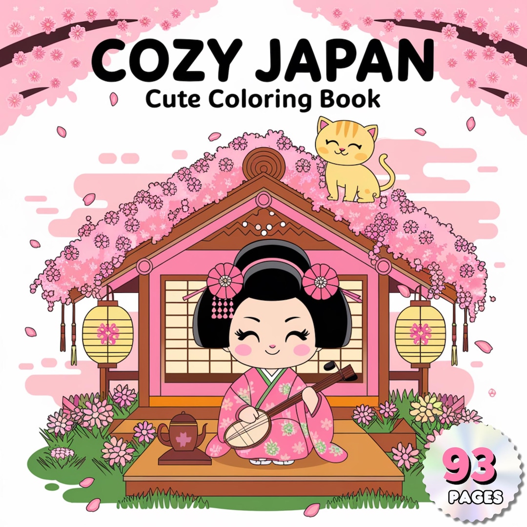 Coco Wyo Cozy Japan Digital Cute Coloring Book 93pages Instant Download ...