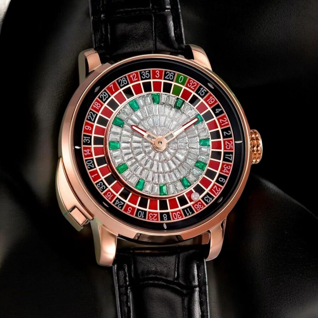 Luxury Casino Roulette Watch for Men Automatic Skeleton Design Rose ...