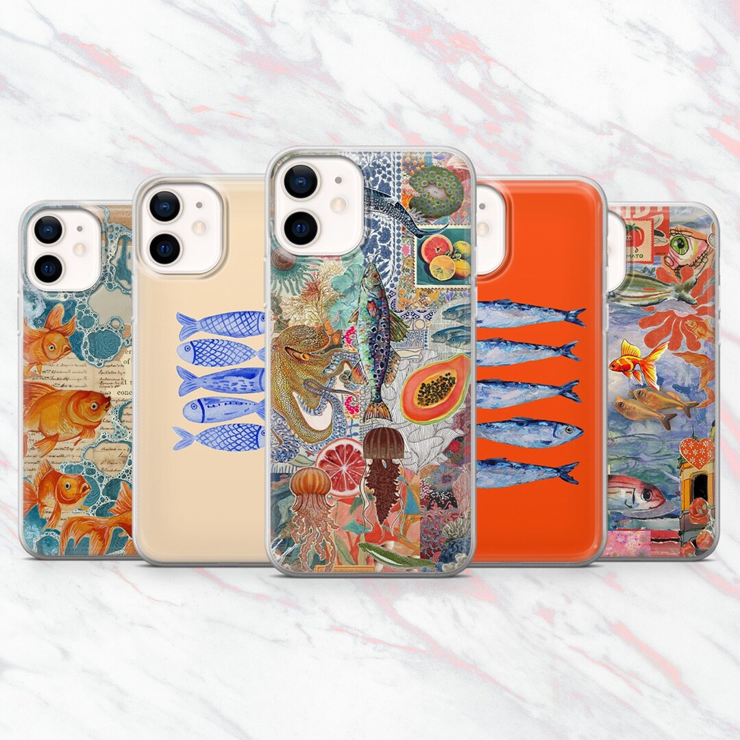 Fish Phone Case Ocean Sea Life Sardines Cover for iPhone 16, 15, 14, 13 ...