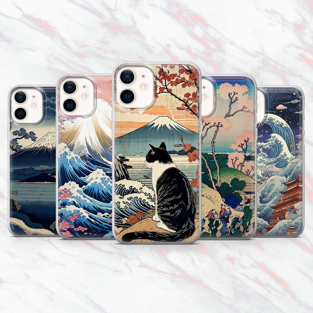 Hokusai Phone Case Ukiyoe Japanese Kawaii Cover for iPhone 16, 15, 14 ...