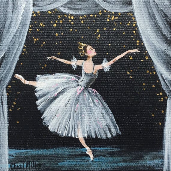 Tiny Painting of Lovely Ballerina. Perfect for a Nursery or | Etsy