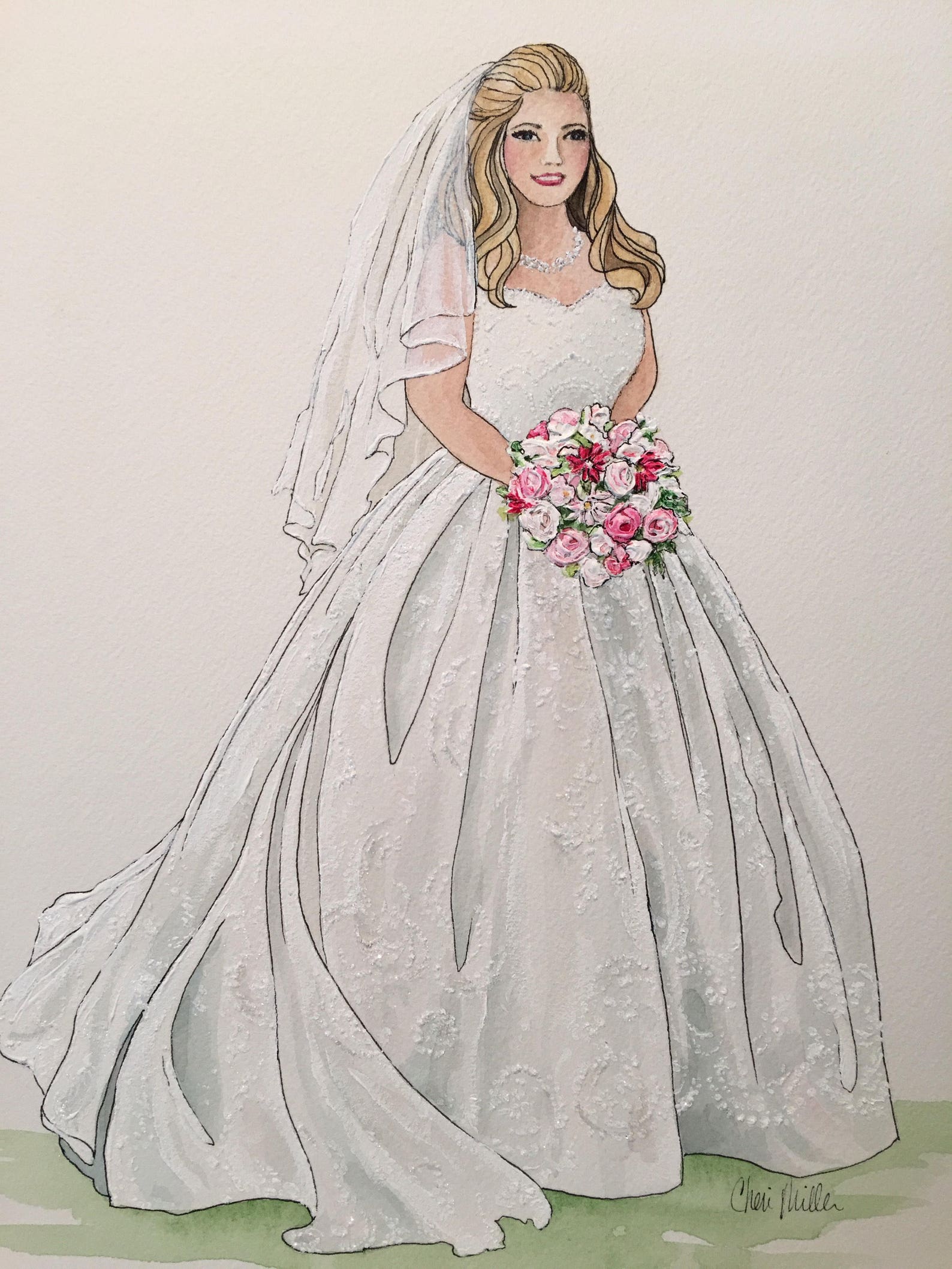 Bridal Illustration. Bride Gift From Groom. Wedding Art. Personalized ...
