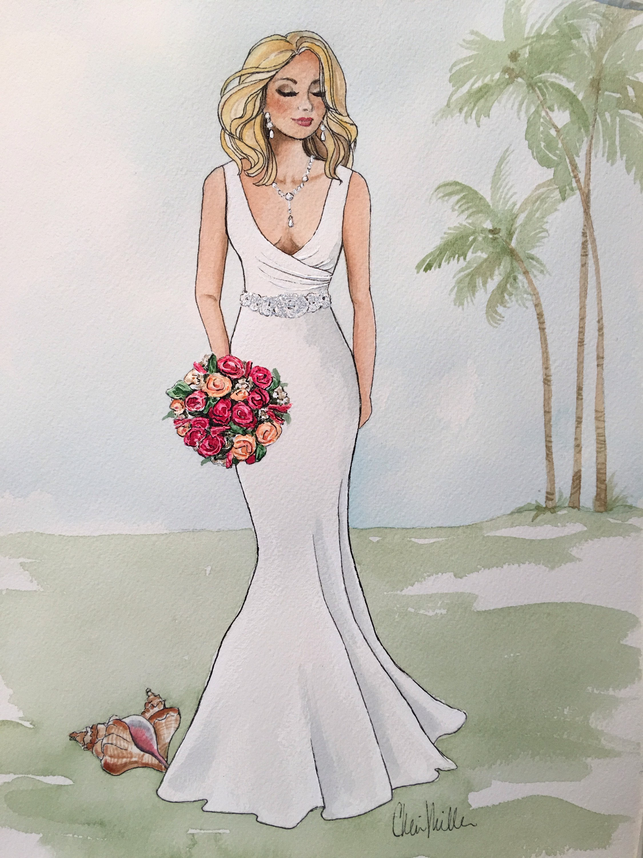 Bridal Illustration. Bride Gift From Groom. Wedding Art. - Etsy